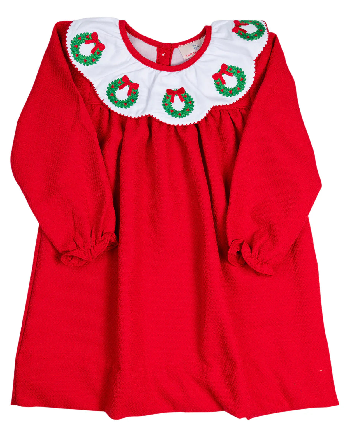 Red Wreath Embroidered Scallop Collar Dress – Confetti Kids